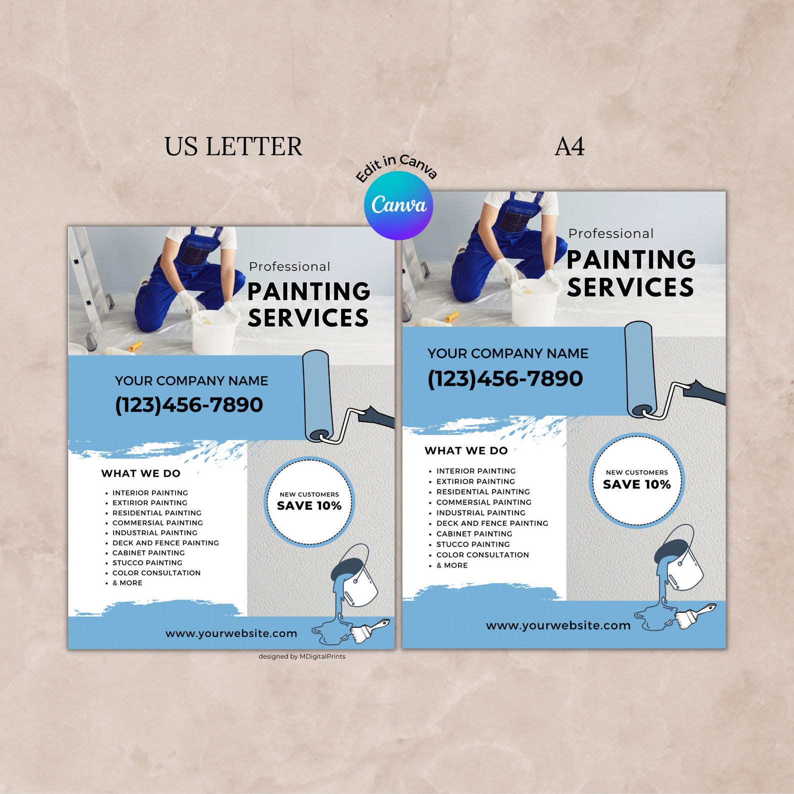 Painting Services Flyer Canva Template, House Painter Flyer, Painting ...