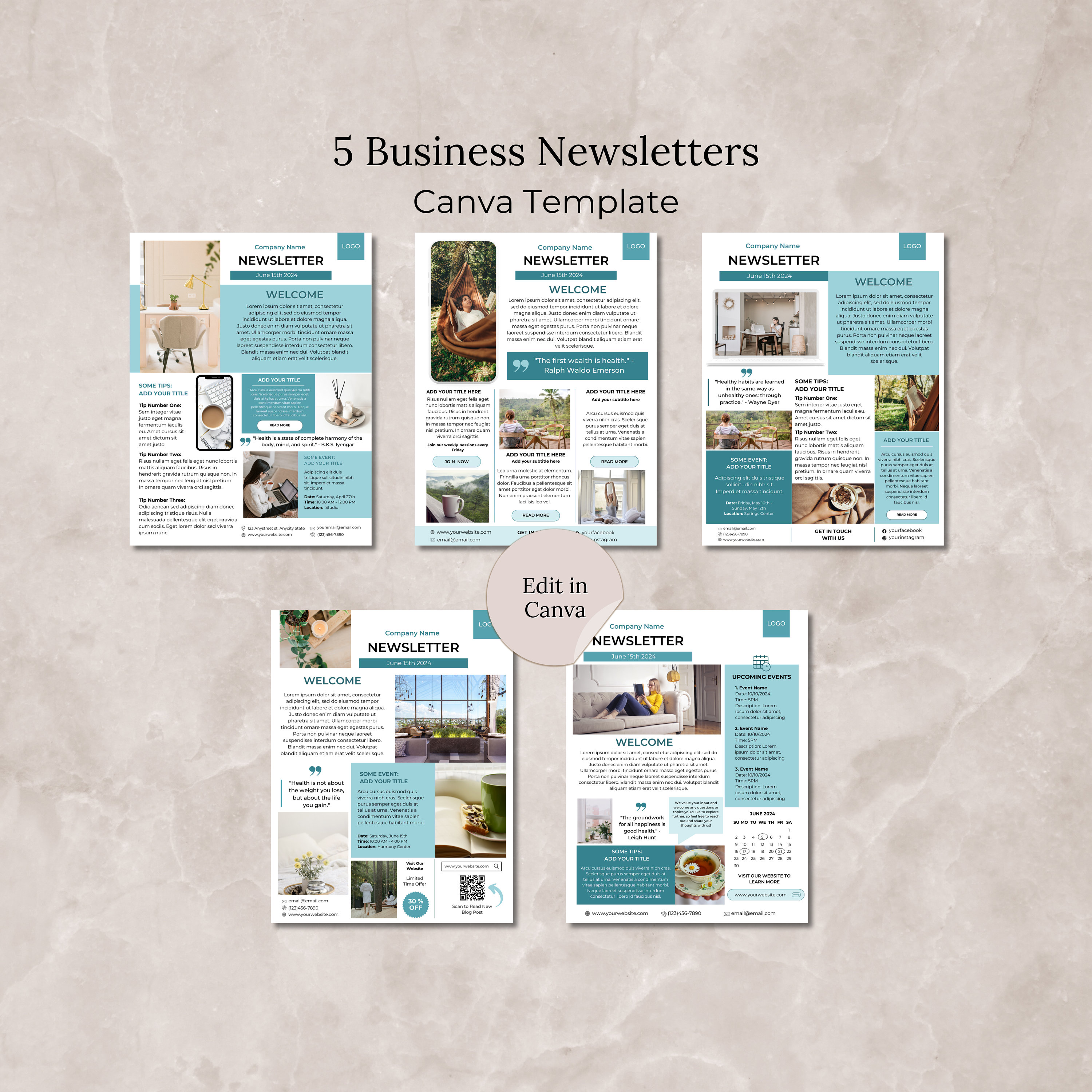 Newsletter Email Template Canva Blue Professional Editable Business ...