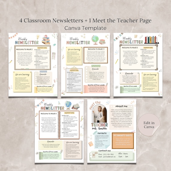 Classroom Newsletter Template Primary EDITABLE Newsletter Template,