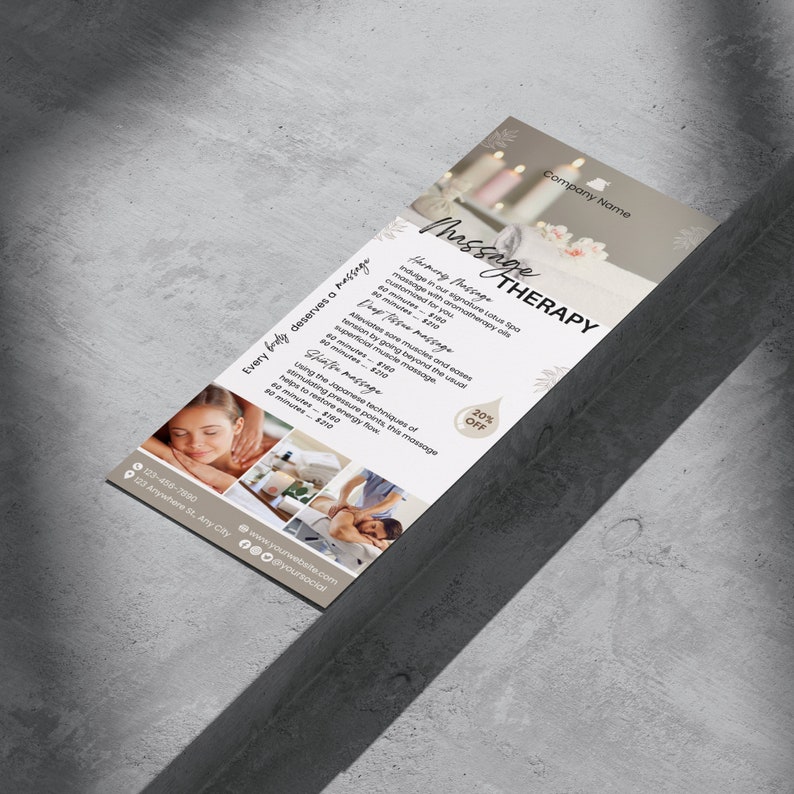 Massage Flyer Canva Template Editable Spa and Wellness Door Hanger ...