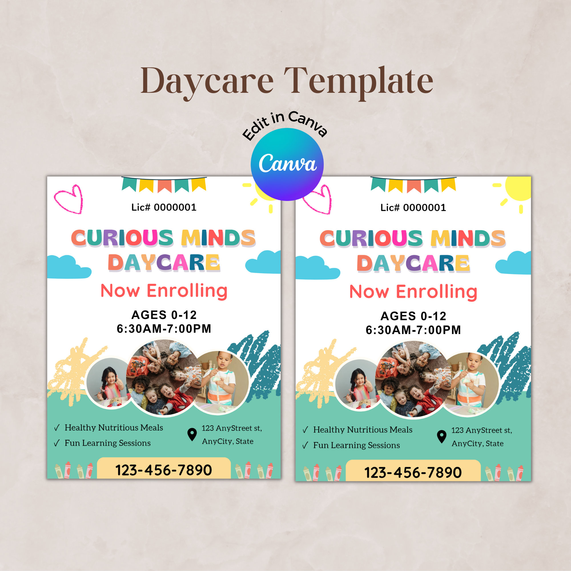 Childcare Flyer Canva Template, Daycare Flyer, Child Care Promotion ...
