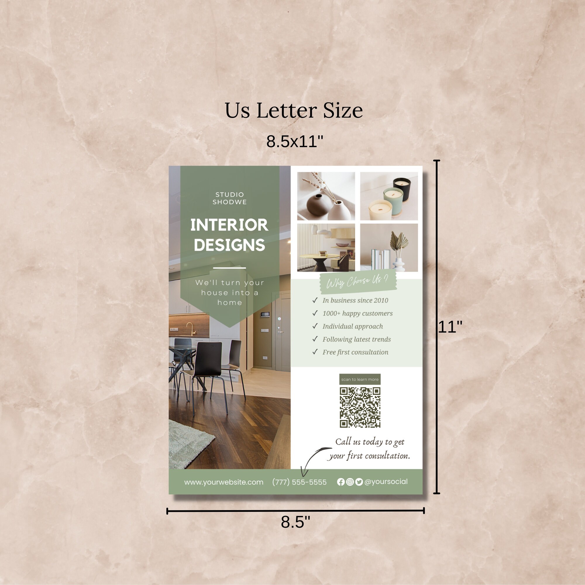 Interior Designer Flyer Canva Template, Interior Design Business ...