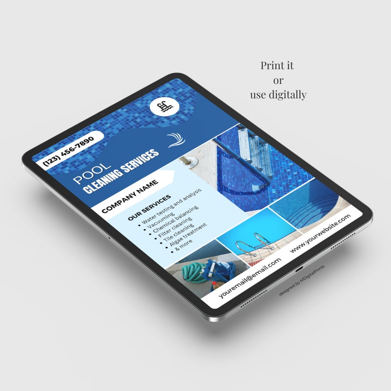 Pool Services Flyer Canva Template, Swimming Pool Cleaning Business ...