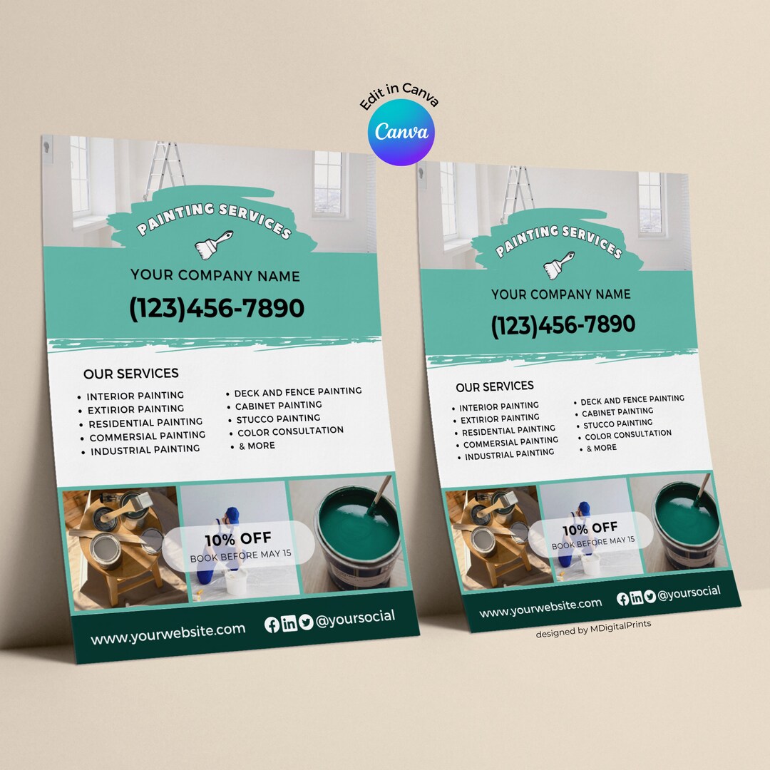 Painter Businsess Flyer Canva Template, Painting Services Flyer ...