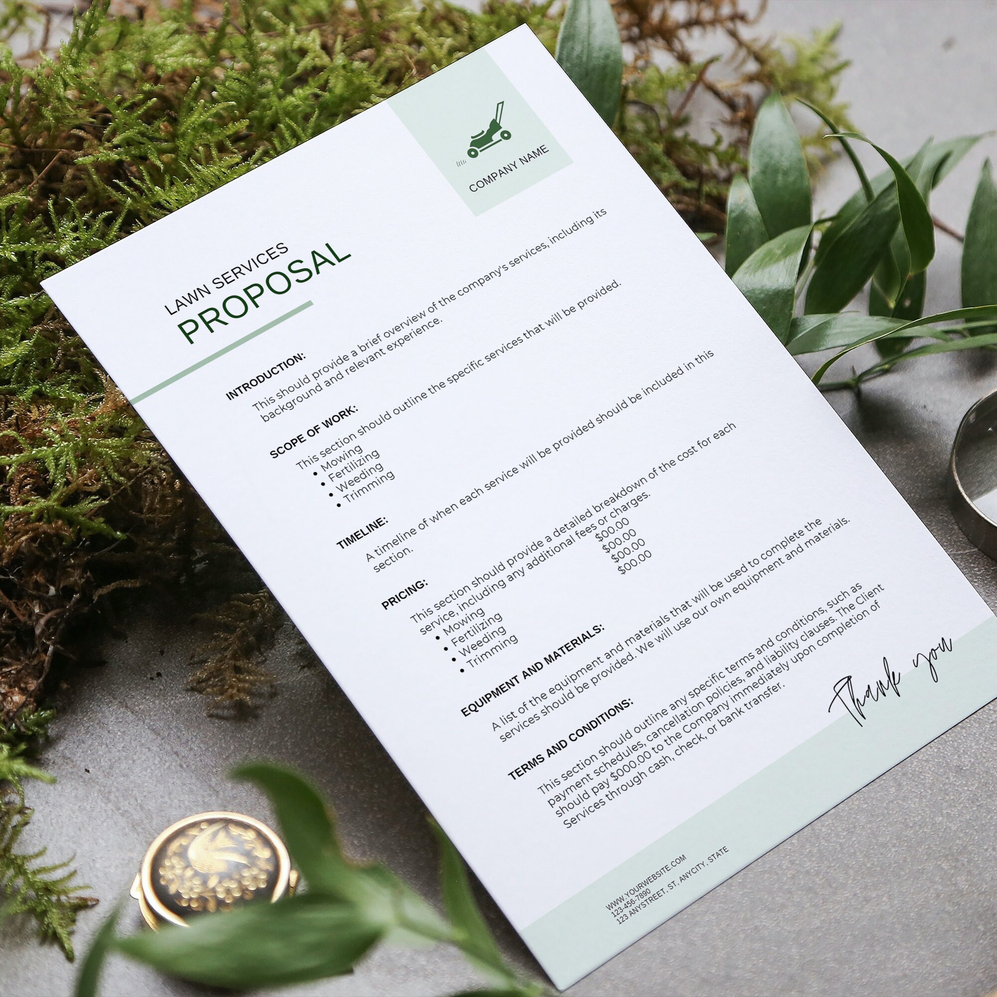 Lawn Services Proposal Document Template, Lawn Business Professional ...