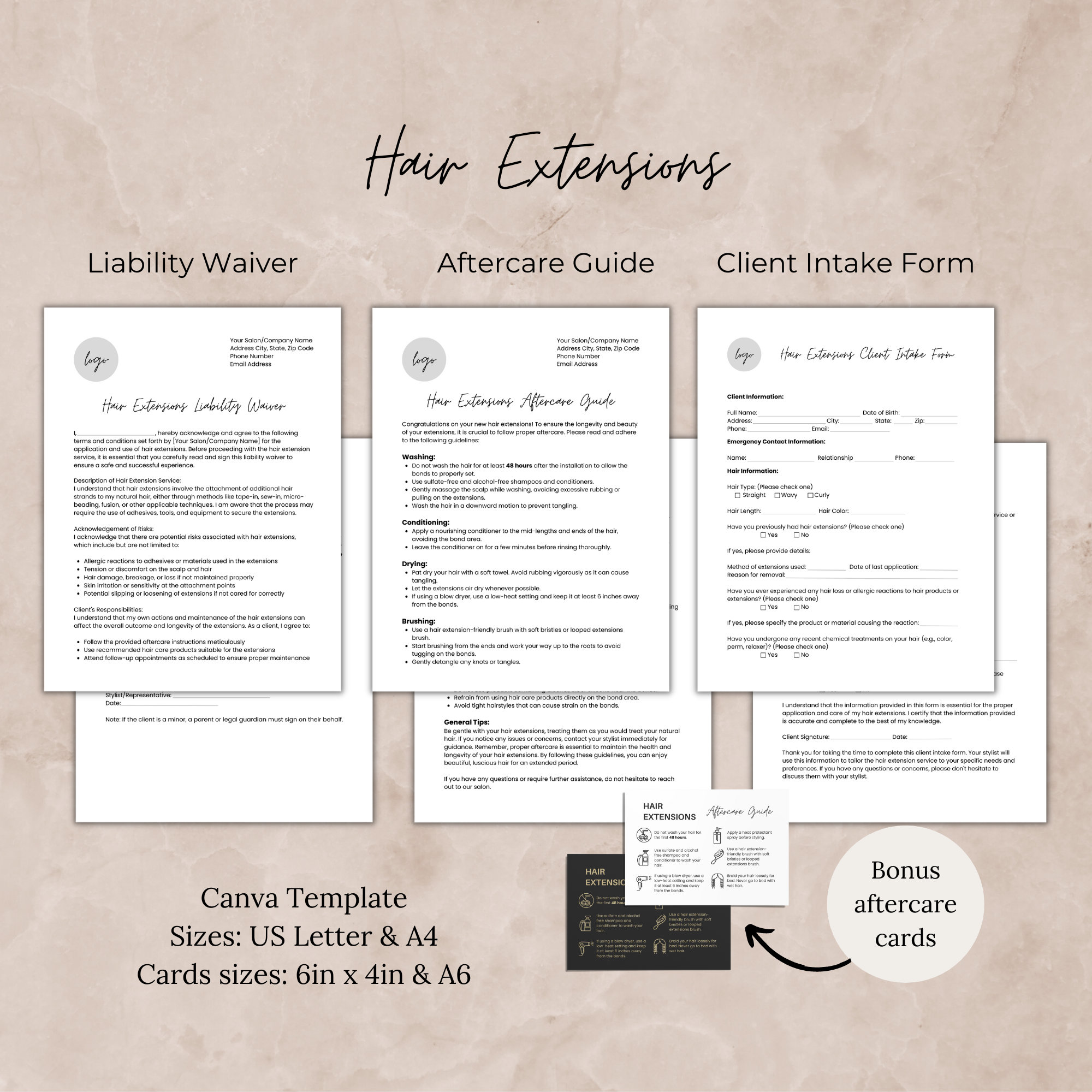 Hair Extensions Salon Templates Canva, Editable Hair Client Consent ...