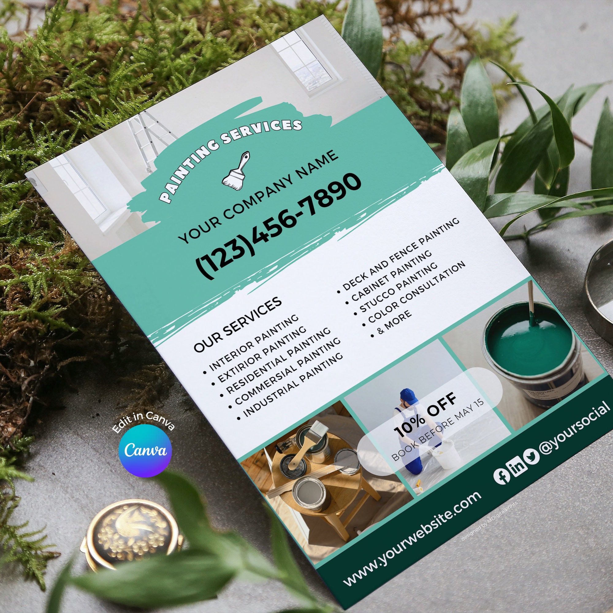 Painter Businsess Flyer Canva Template, Painting Services Flyer ...