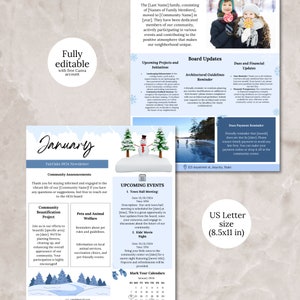 HOA Monthly Newsletter Canva Template, Editable Full Year 2026 ...