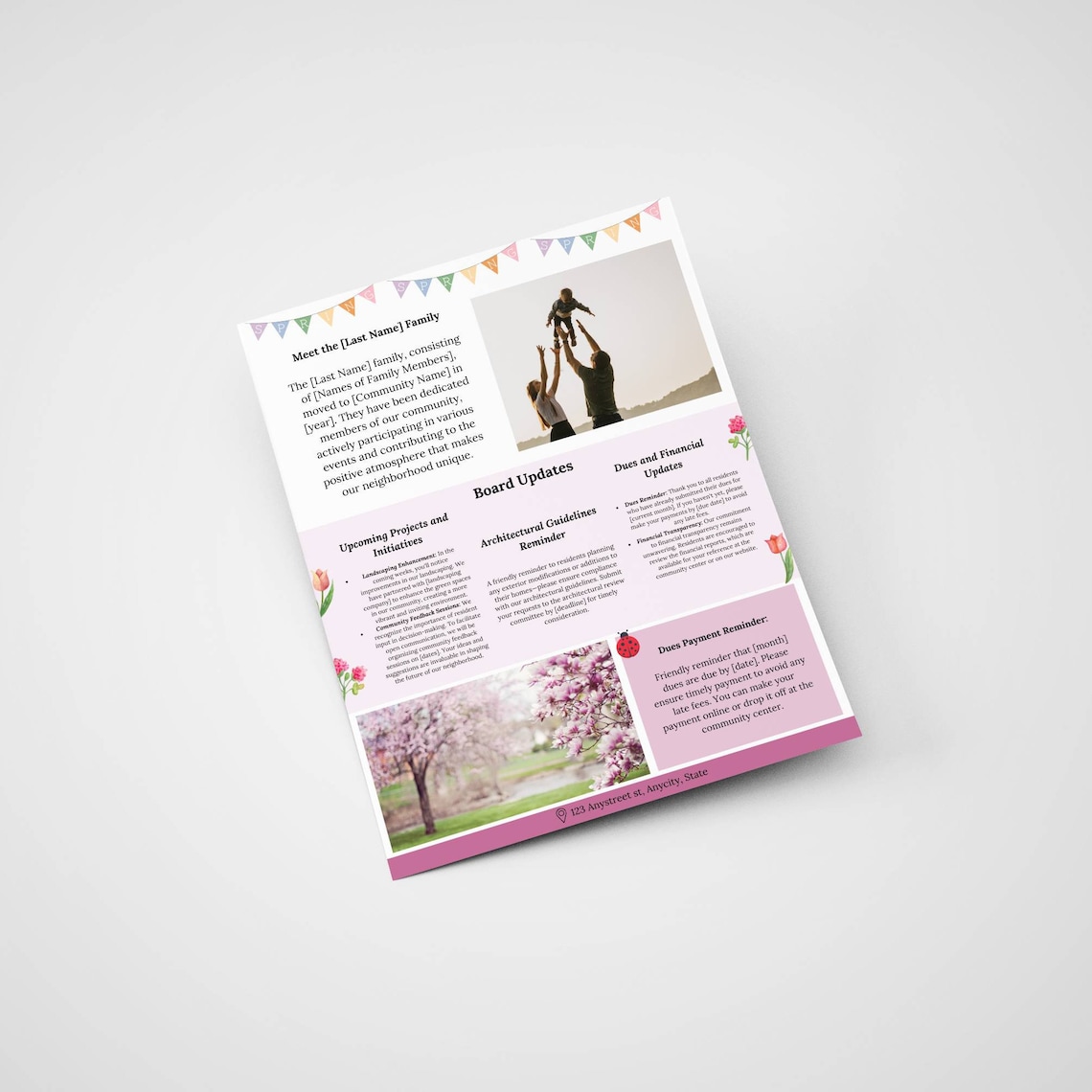 April HOA Newsletter Canva Template, Editable Spring Newsletter Pages ...
