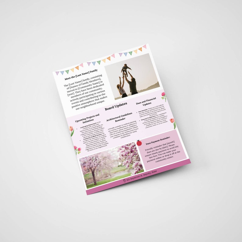 April HOA Newsletter Canva Template, Editable Spring Newsletter Pages ...