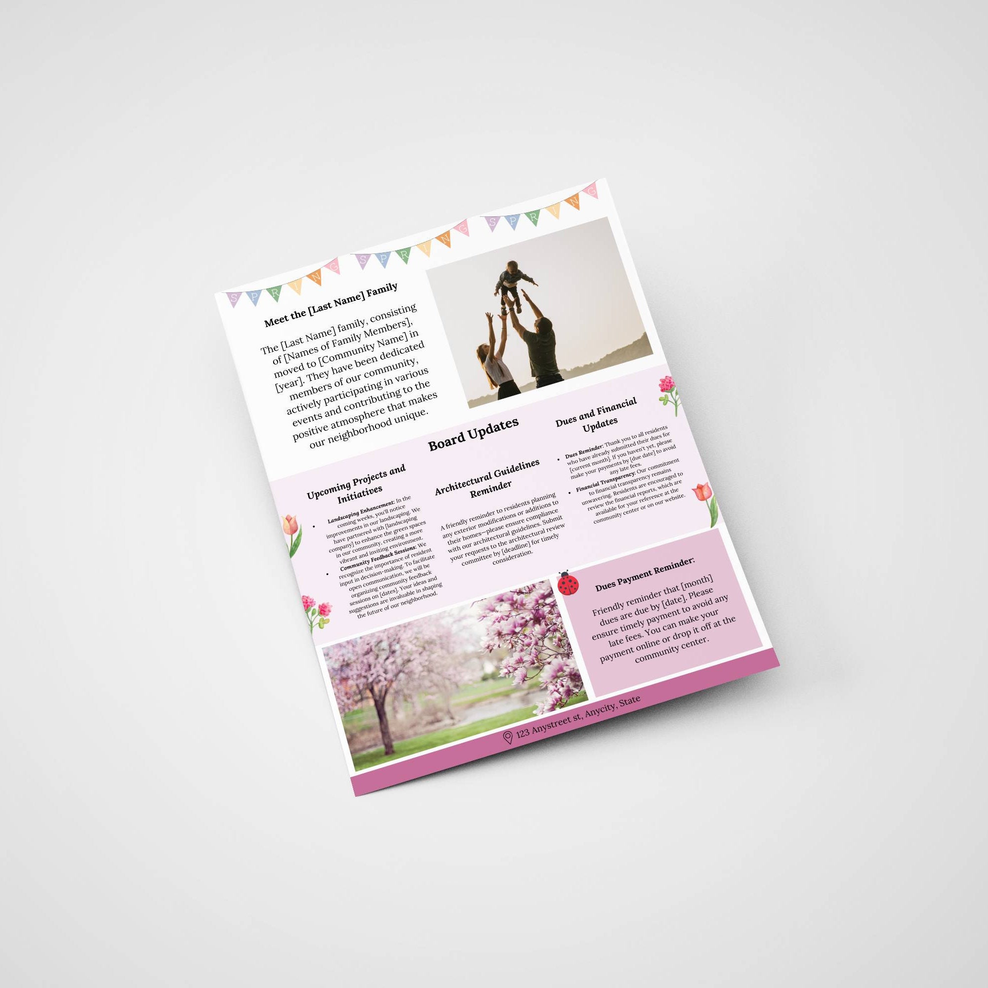 April HOA Newsletter Canva Template, Editable Spring Newsletter Pages ...