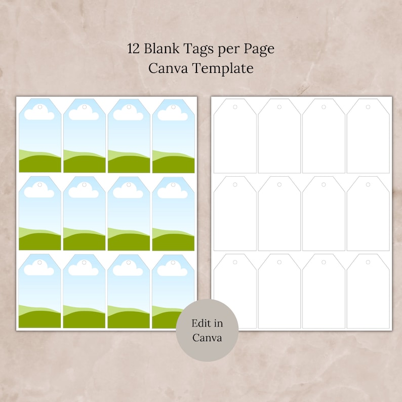 Blank Gift Tags Canva Template, Editable Blank Hang Tag Mockup, Hang ...