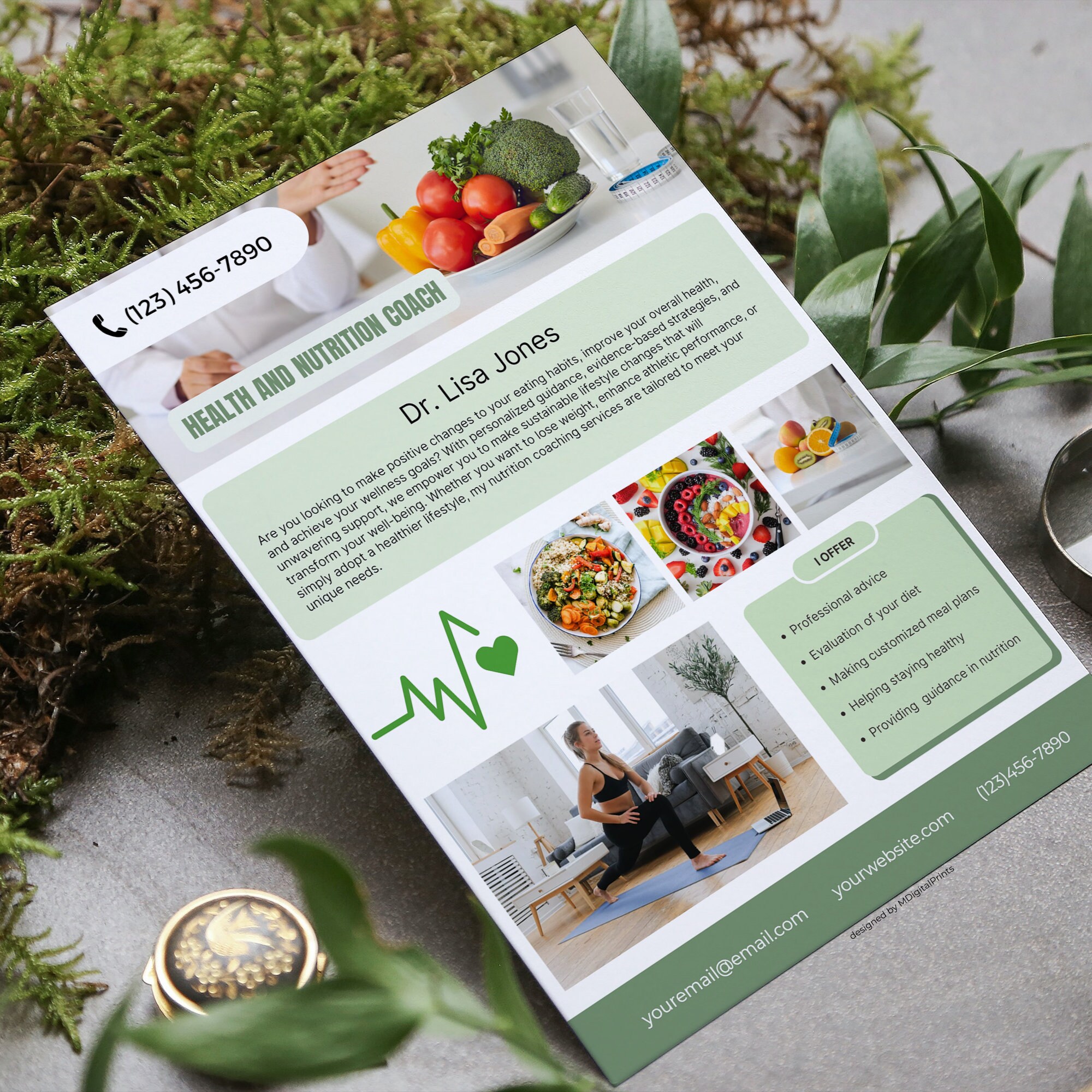 Health and Nutrition Coach Flyer Canva Template, Wellness Coach Flyer ...