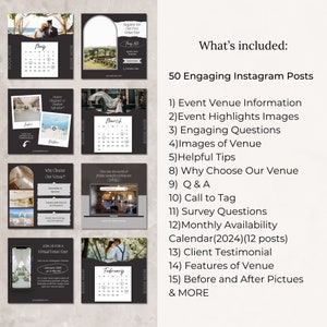 Event Venue Rental Instagram Posts Canva Template Editable Wedding ...