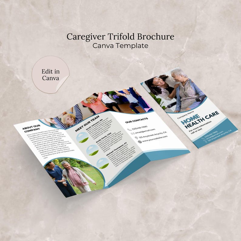 Home Health Care Brochure Canva Template Editable Assisted Living ...