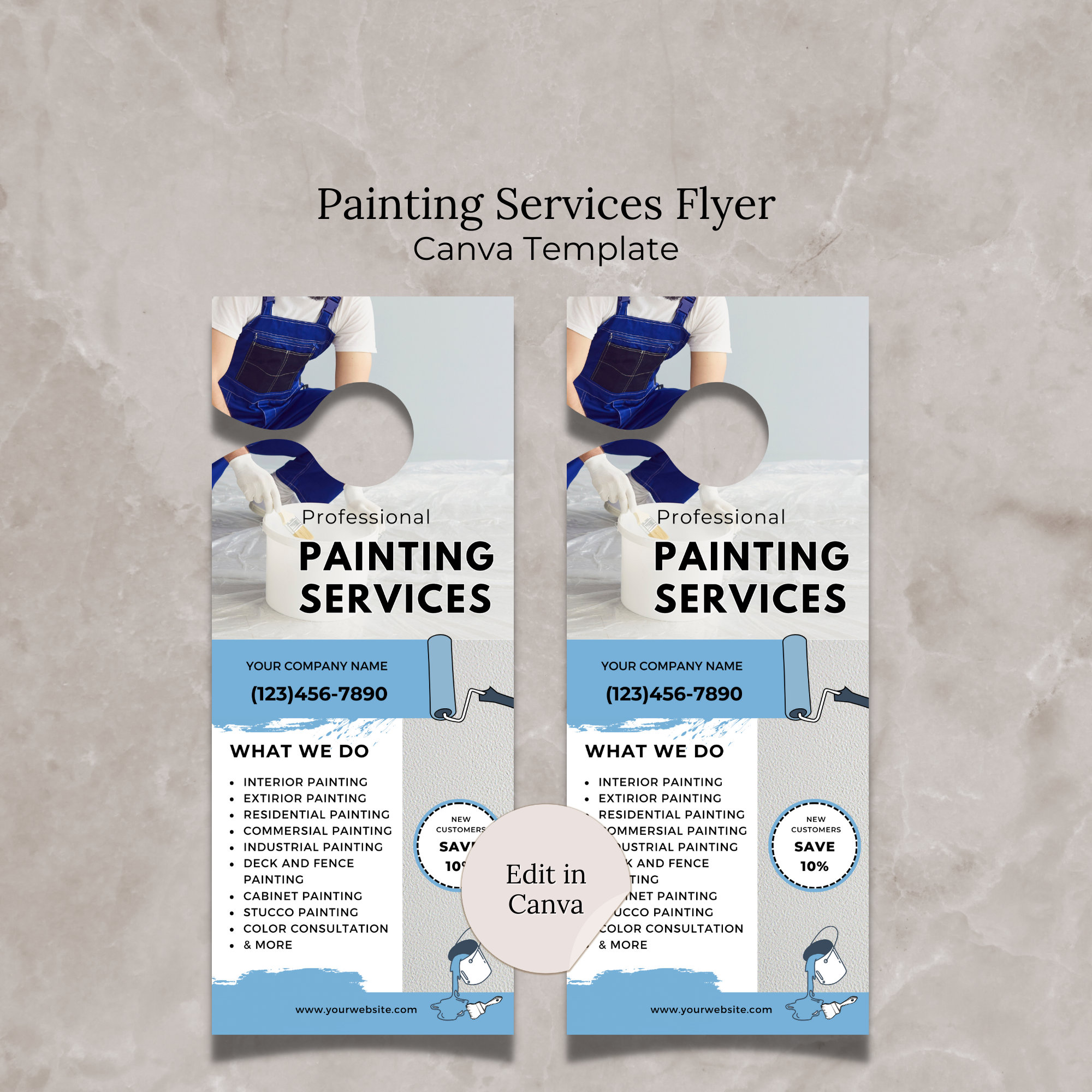 Painting Services Flyer Canva Template, House Painter Door Hanger ...