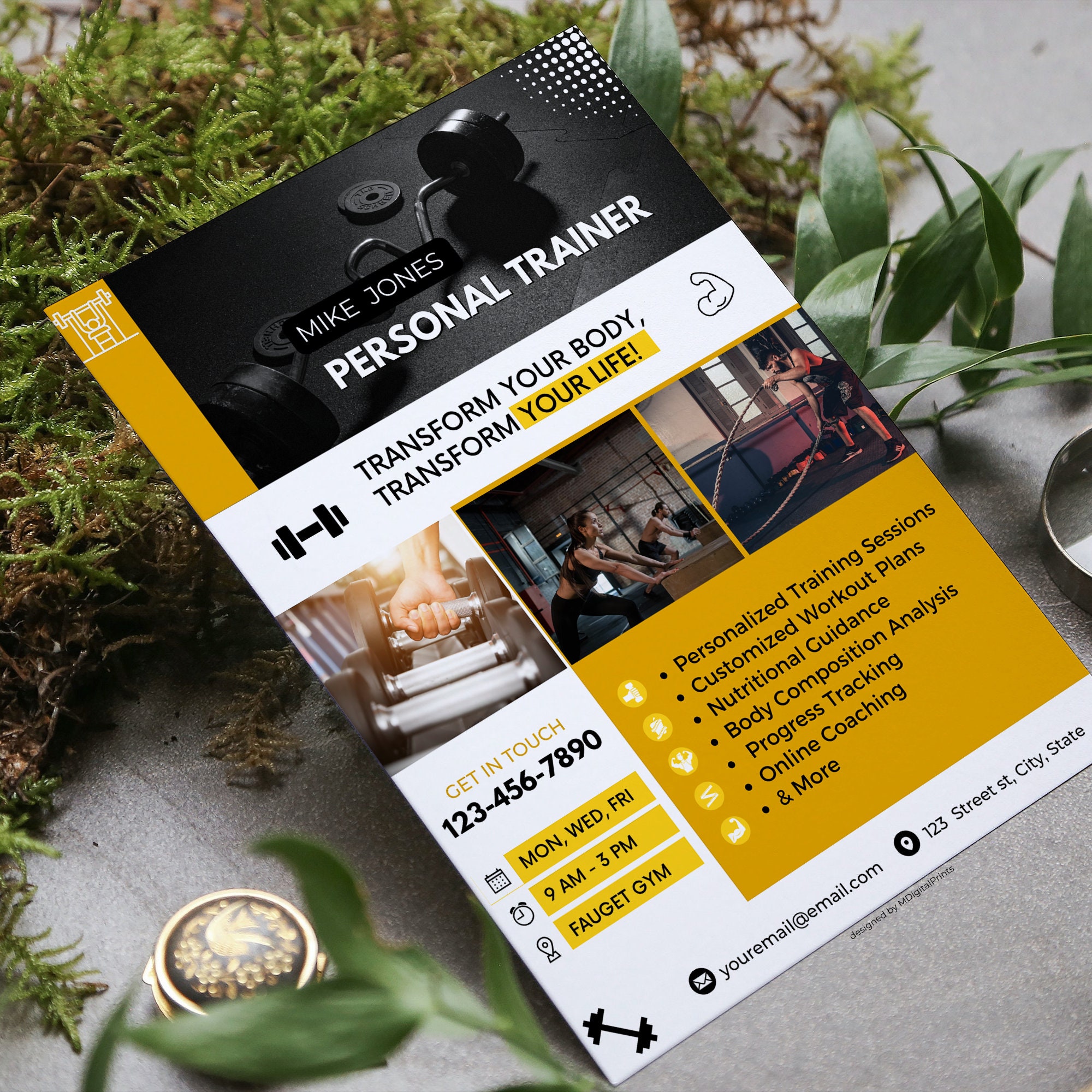 Personal Trainer Flyer Canva Template, Fitness Coach Editable Flyer ...