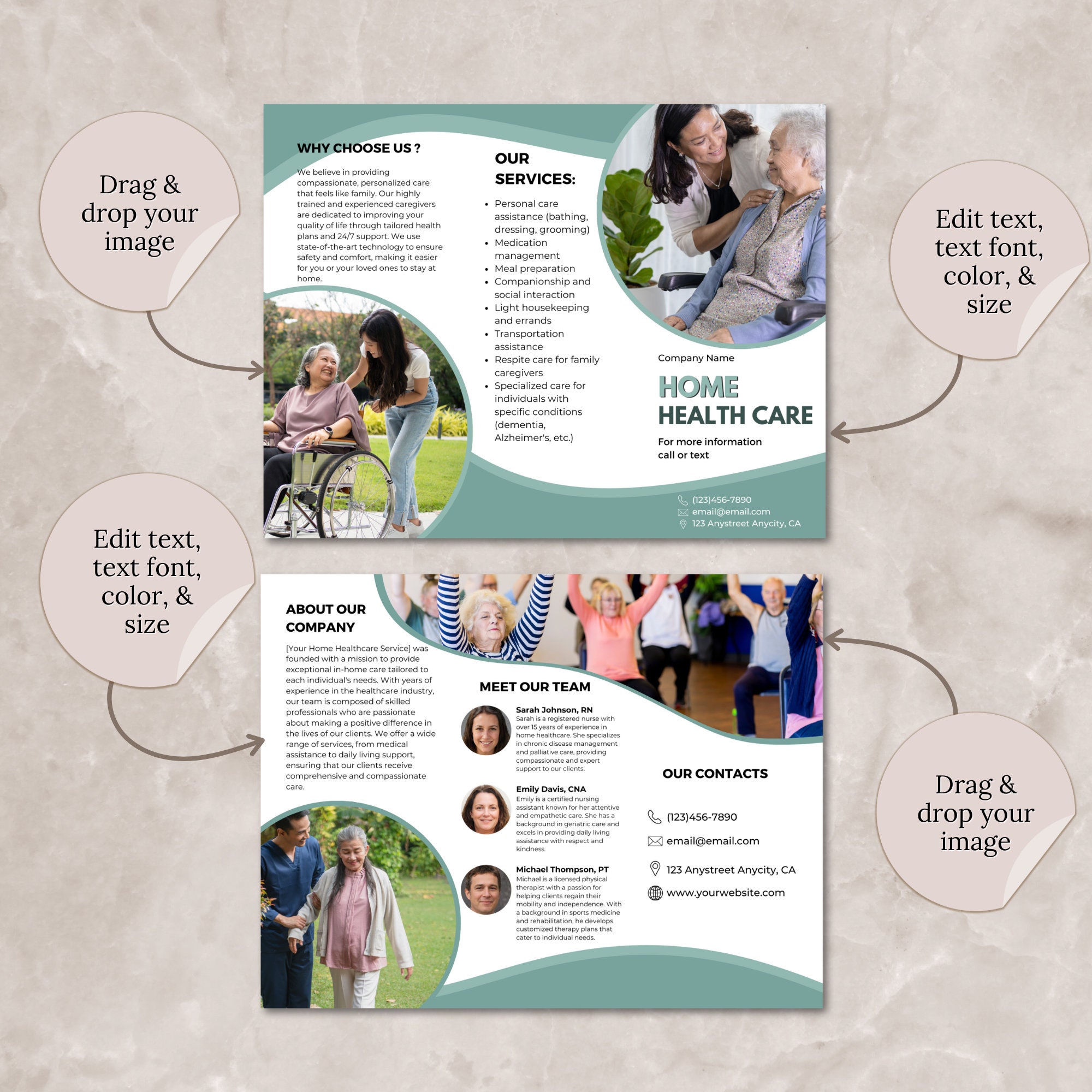 Home Health Care Brochure Canva Template Editable Assisted Living ...