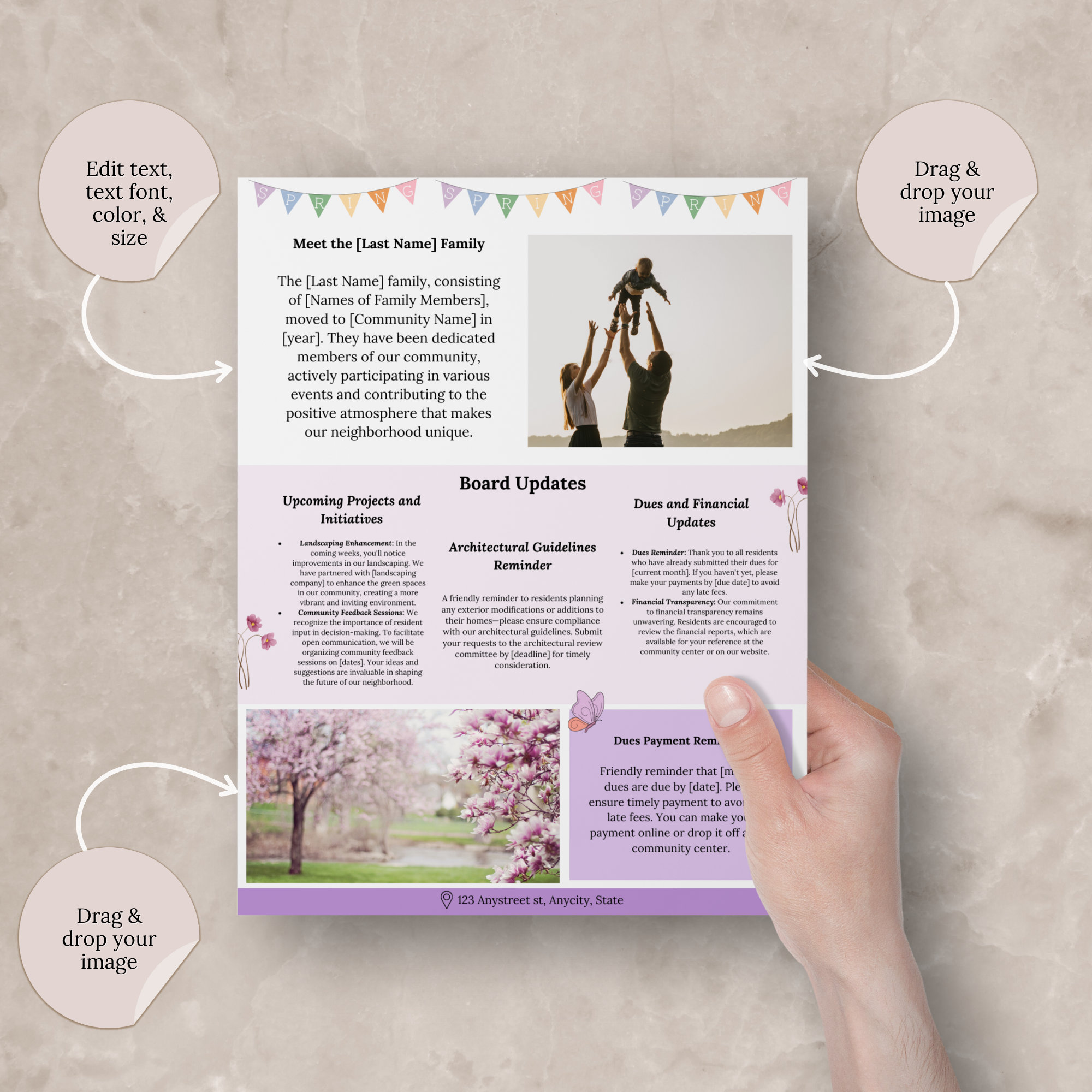 May HOA Newsletter Canva Template, Editable May Month Newsletter Page ...