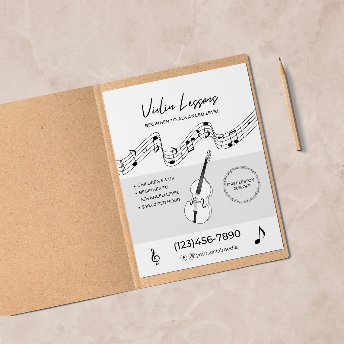 Violin Lessons Flyer Canva Template, Violin Teacher Editable Flyer ...