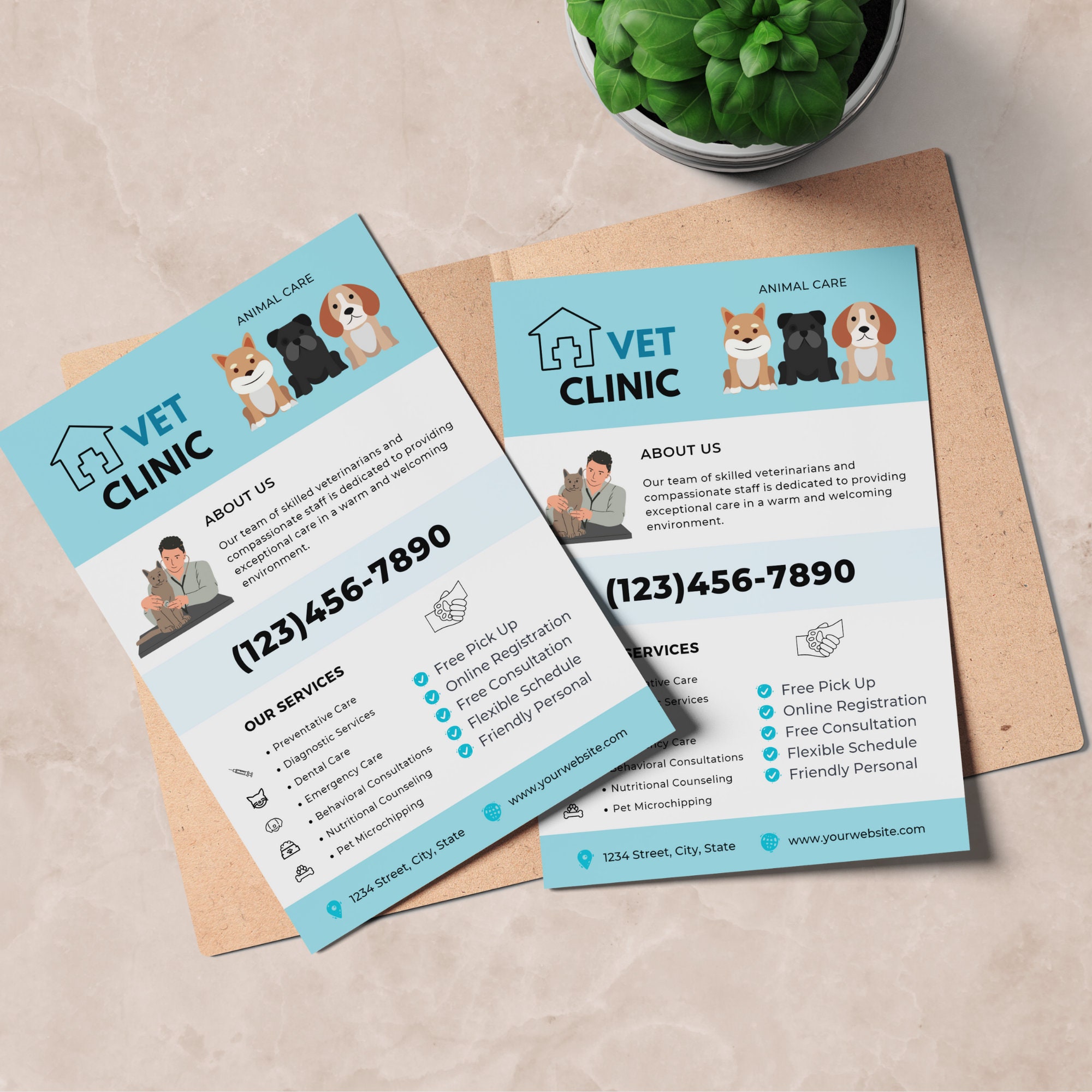 Vet Clinic Flyer Canva Template, Pet Hospital Flyer Editable Template ...