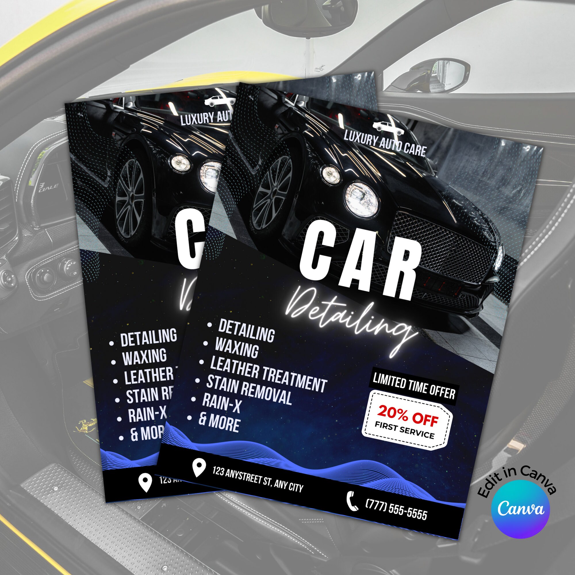 Car Detailing Flyer, Auto Detailing Business Flyer Canva Template, Auto ...