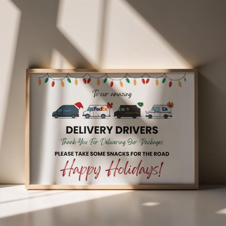 Delivery Driver Snack Sign Printable, Delivery Driver Thank You Sign ...