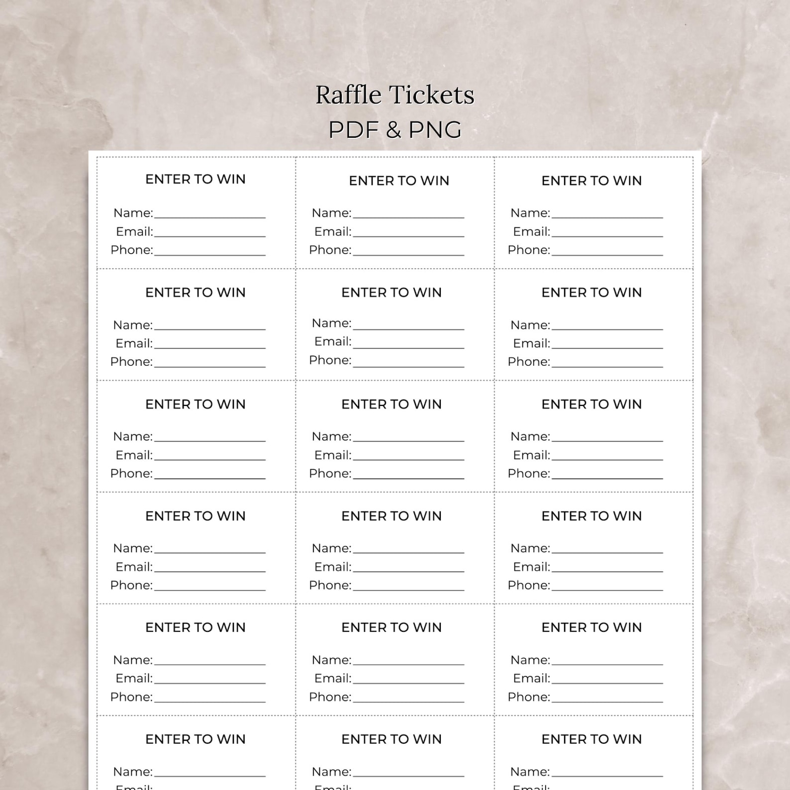 Raffle Tickets PDF PNG, Enter to Win Tickets, Ready to Print Raffle ...