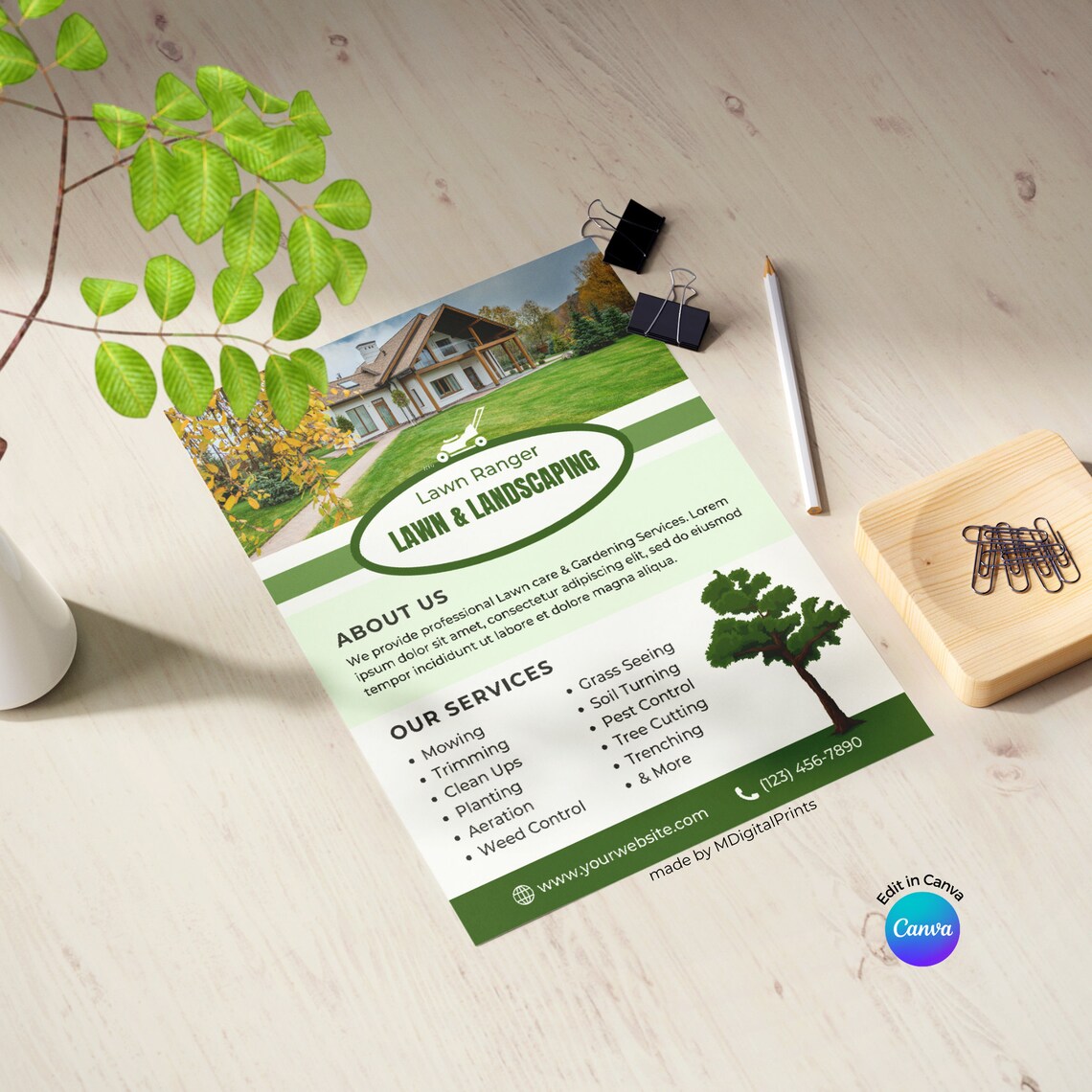 Lawn Services Business Flyer Canva Template, Mowing Service Flyer ...