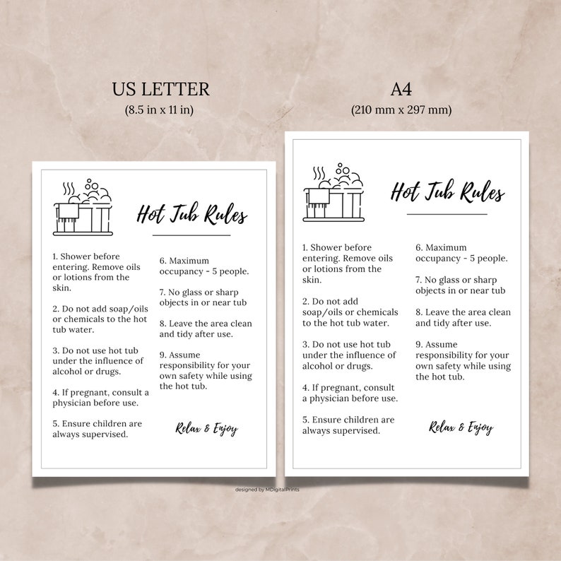 Hot Tub Rules Sign Printable for Airbnb, Airbnb Template for Hot Tub ...