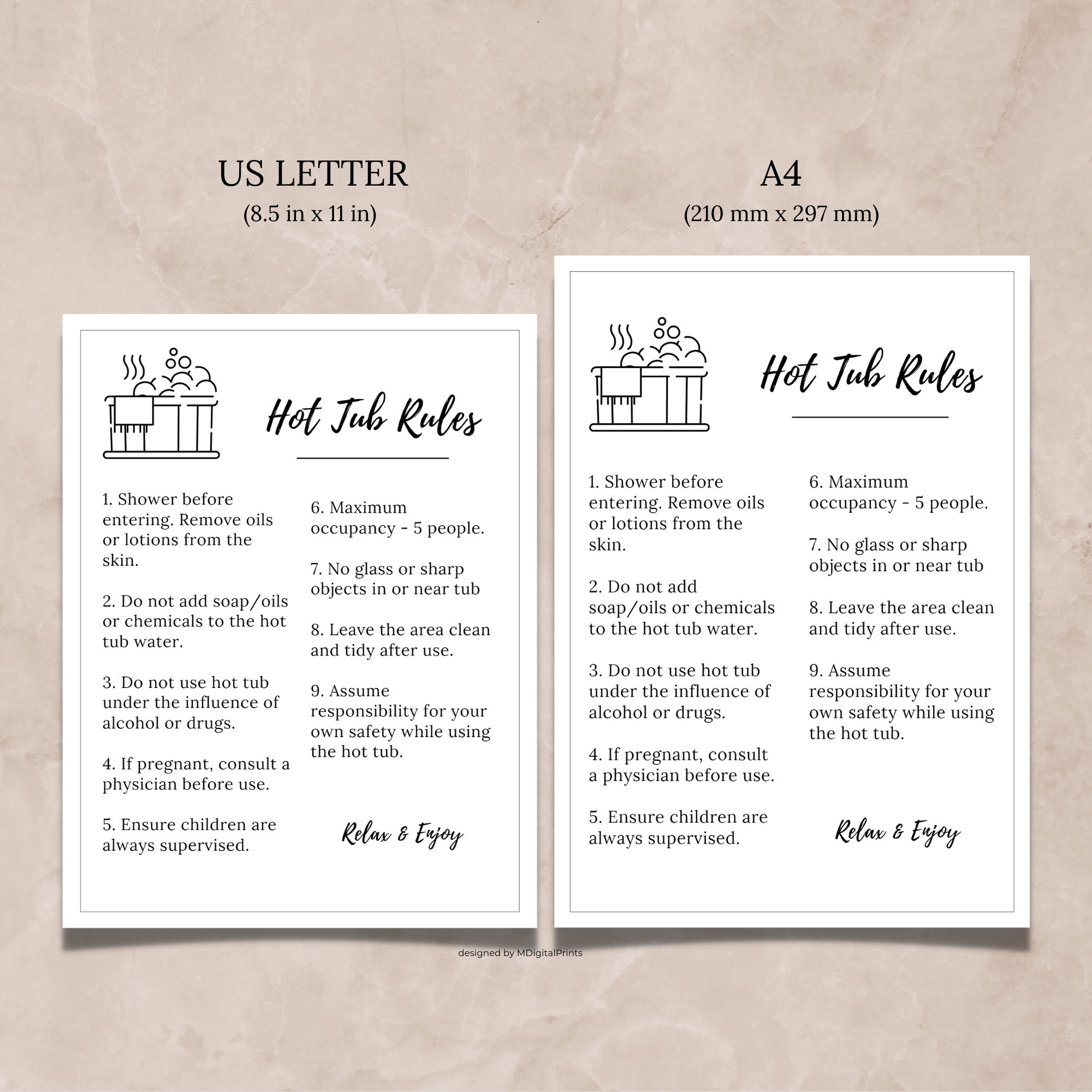 Hot Tub Rules Sign Printable for Airbnb, Airbnb Template for Hot Tub ...