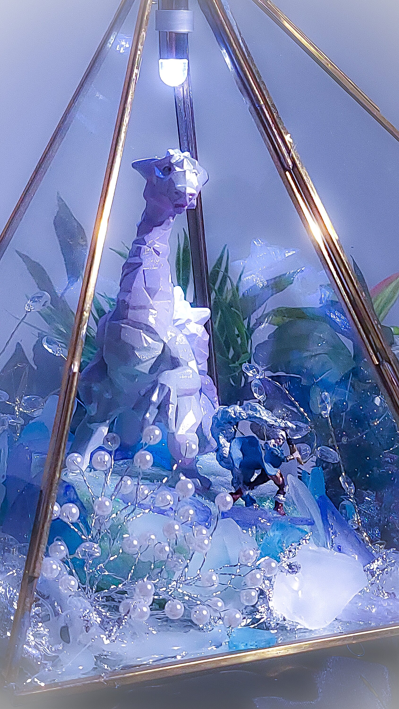 Custom Terrarium: LED Lit Winter Dragon With Dnd Druid Miniature - Etsy