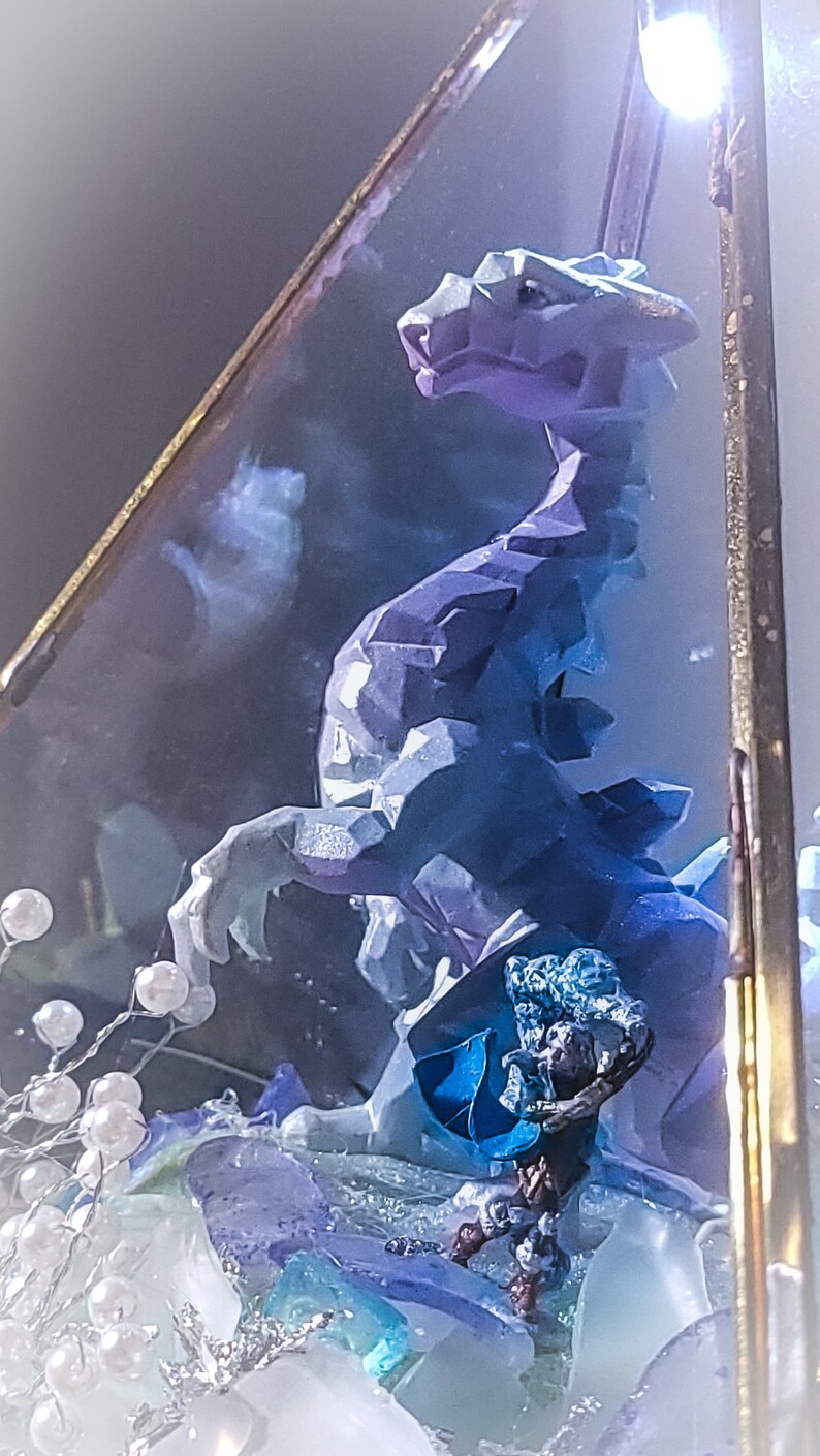 Custom Terrarium: LED Lit Winter Dragon With Dnd Druid Miniature - Etsy