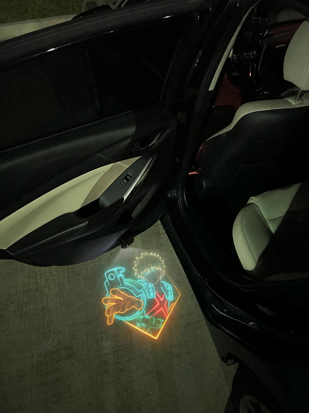 Anime Style Car Door Neon Puddle Light Accessory Projector - Etsy