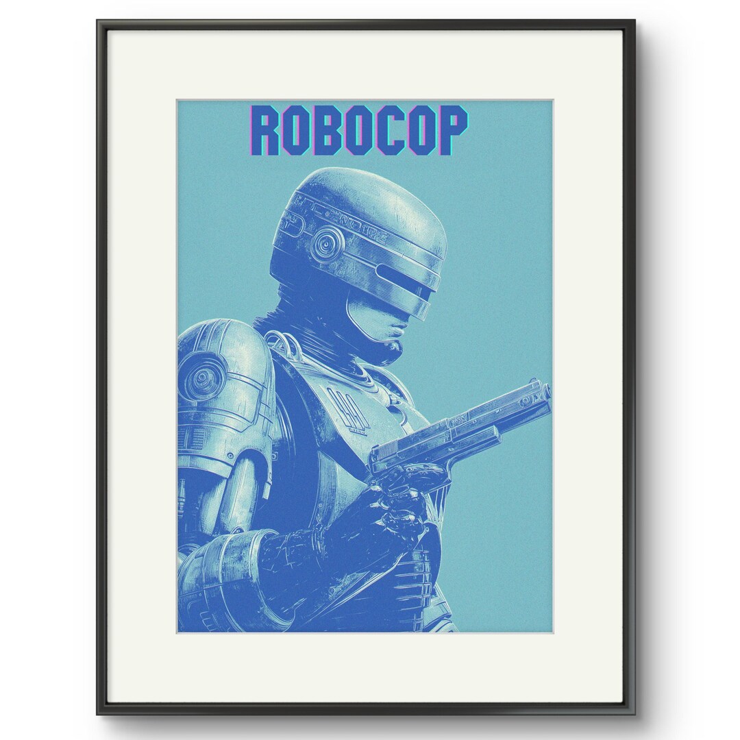 High-quality ROBOCOP Art Print – Retro Risograph/gelli Plate Style ...