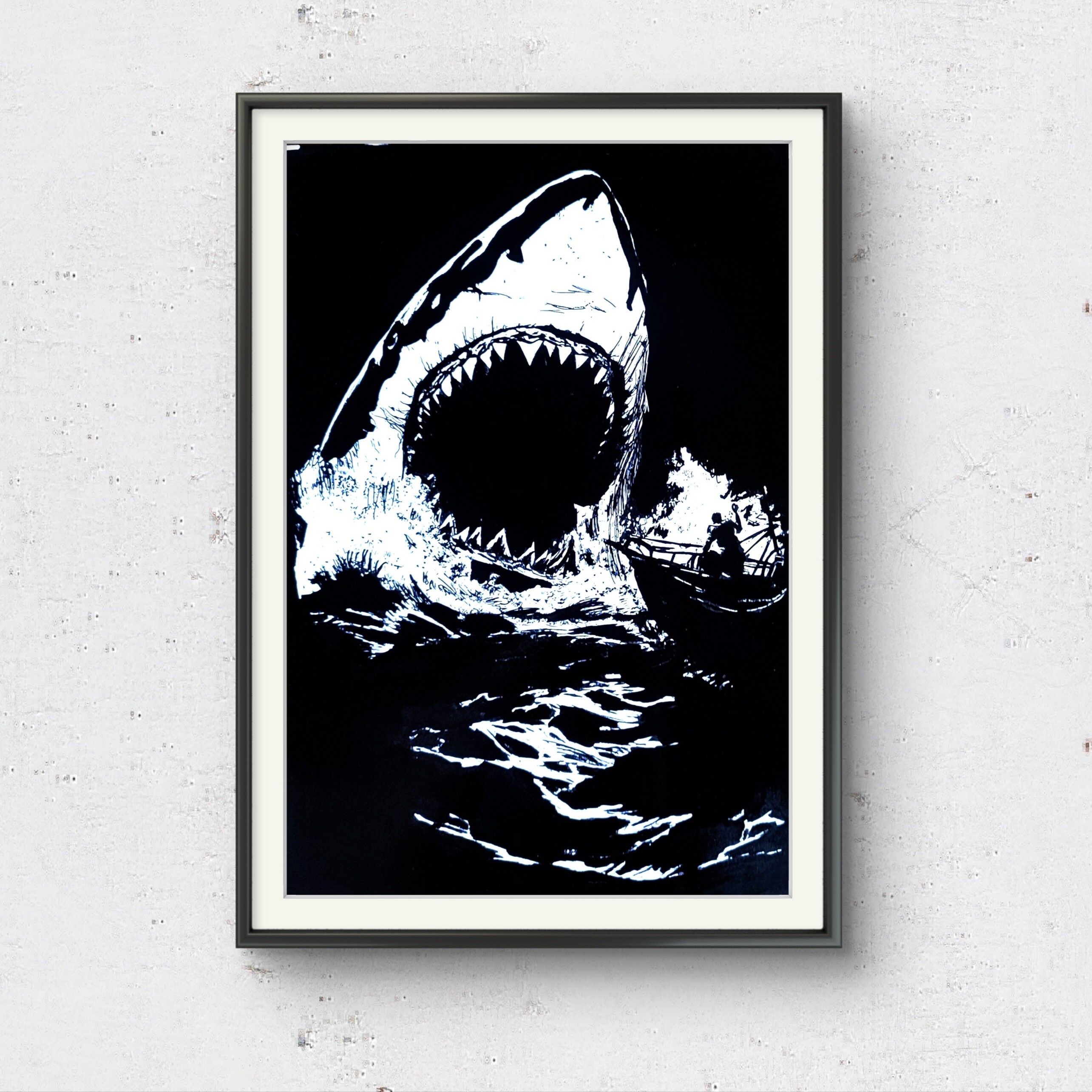 Jaws, Ink Illustration, Shark, Movie Art ,posca, Gift, Birthday, A4, A3 ...