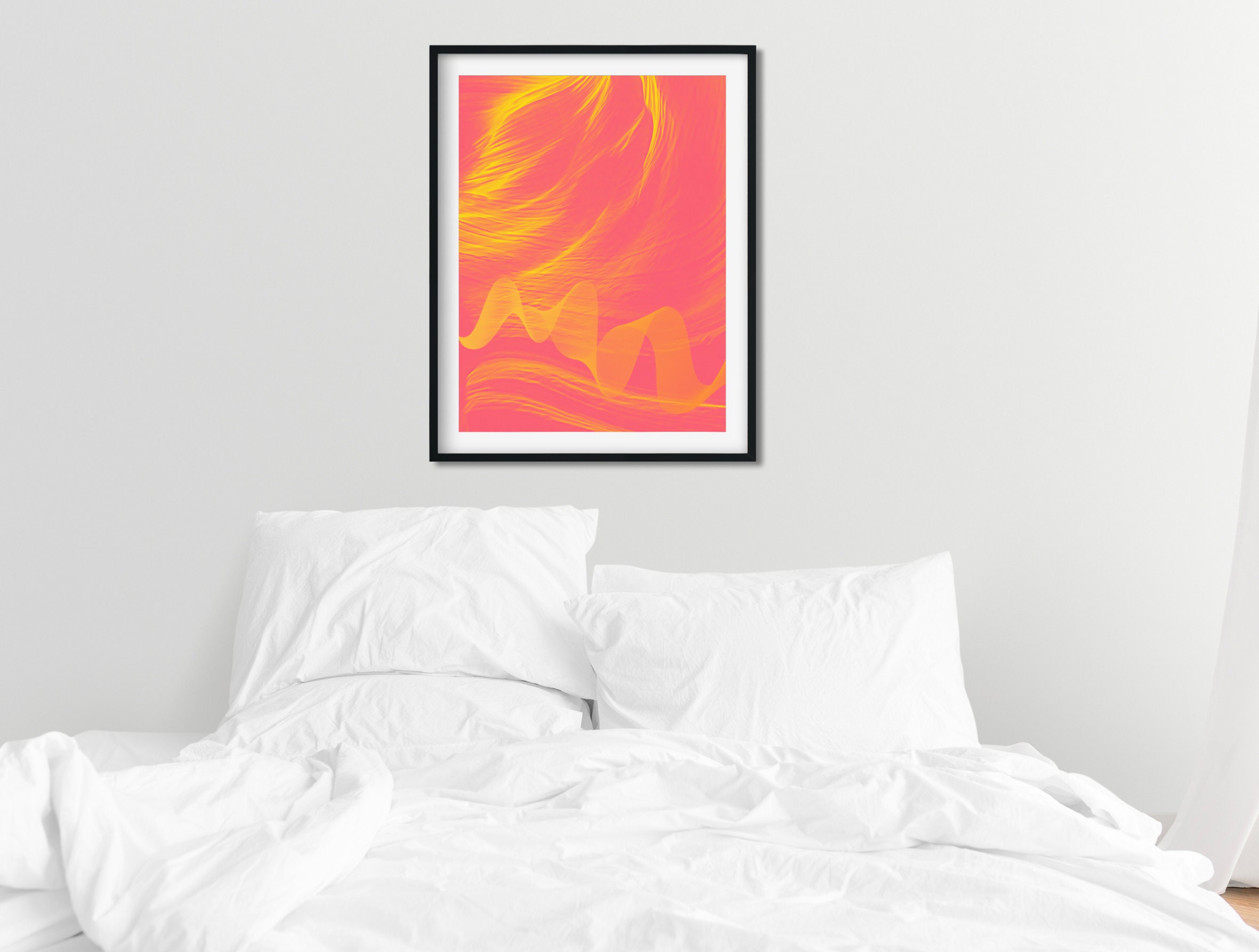 Orange Pink Soundwave Wall Art, Abstract Art, Trendy Wall Art, Self ...