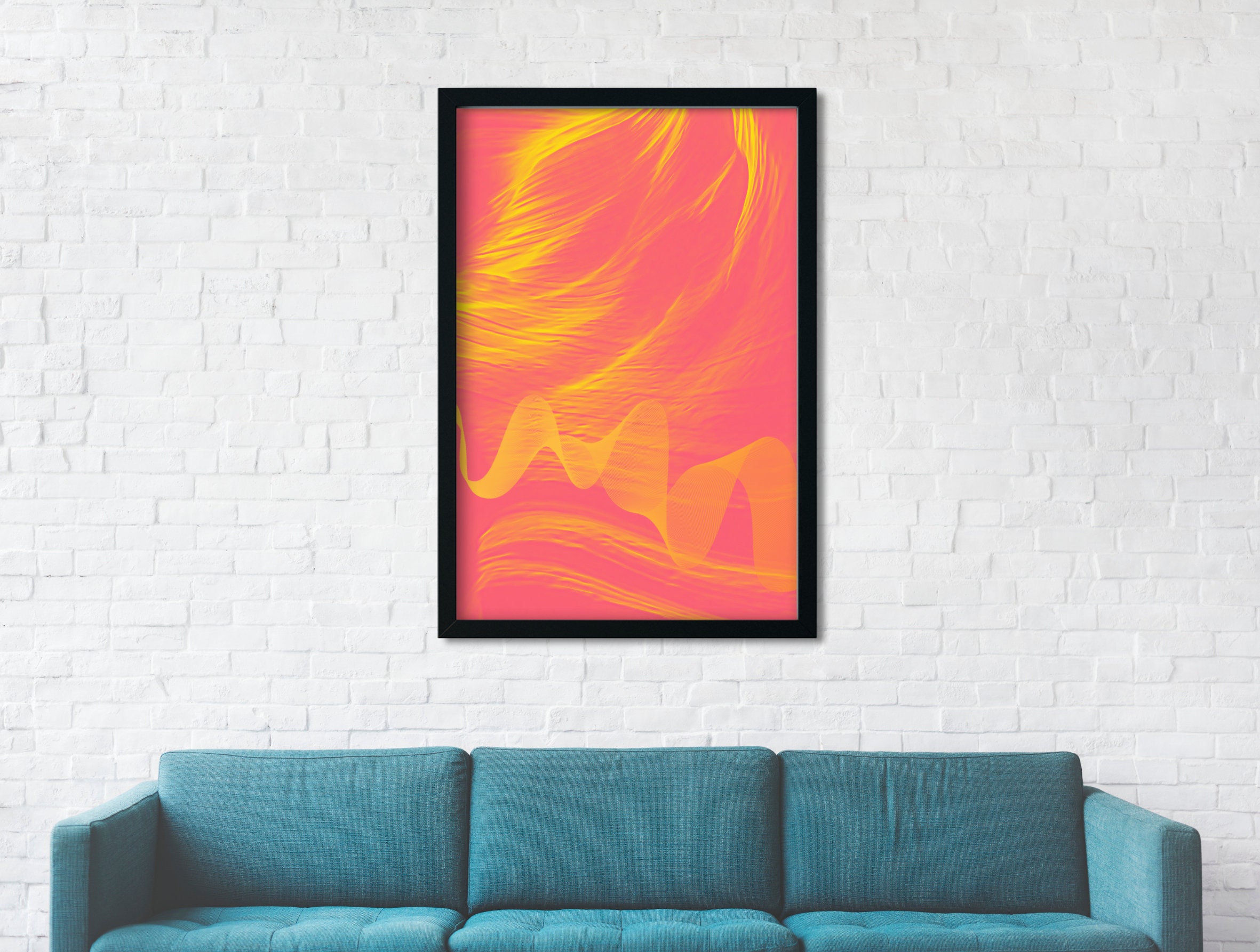 Orange Pink Soundwave Wall Art, Abstract Art, Trendy Wall Art, Self ...