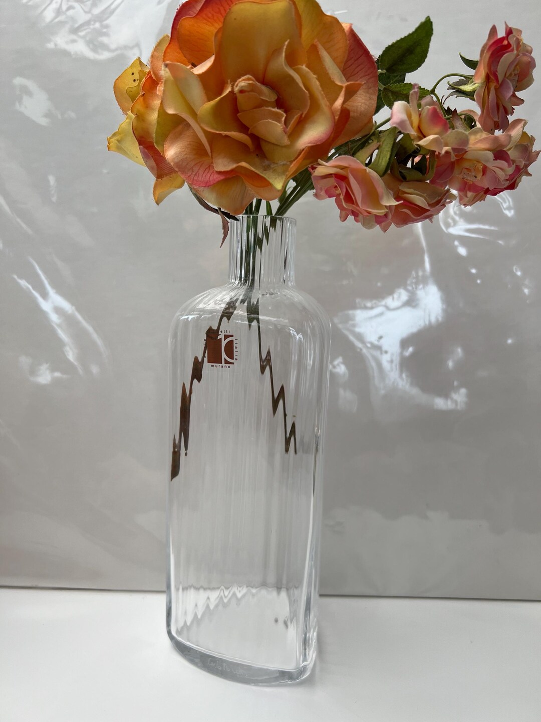 Murano Ribbed Clear Vase Signed Carlo Moretti 9.5” Tall - Etsy