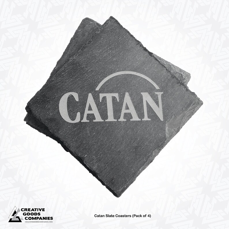 CATAN Logo - Etched Square Slate Coaster 4 Pc Set - Laser Etched - Etsy