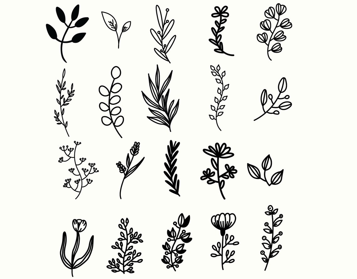 Floral Botanicals & Sprigs SVG Bundle Floral SVG Leafy SVG - Etsy