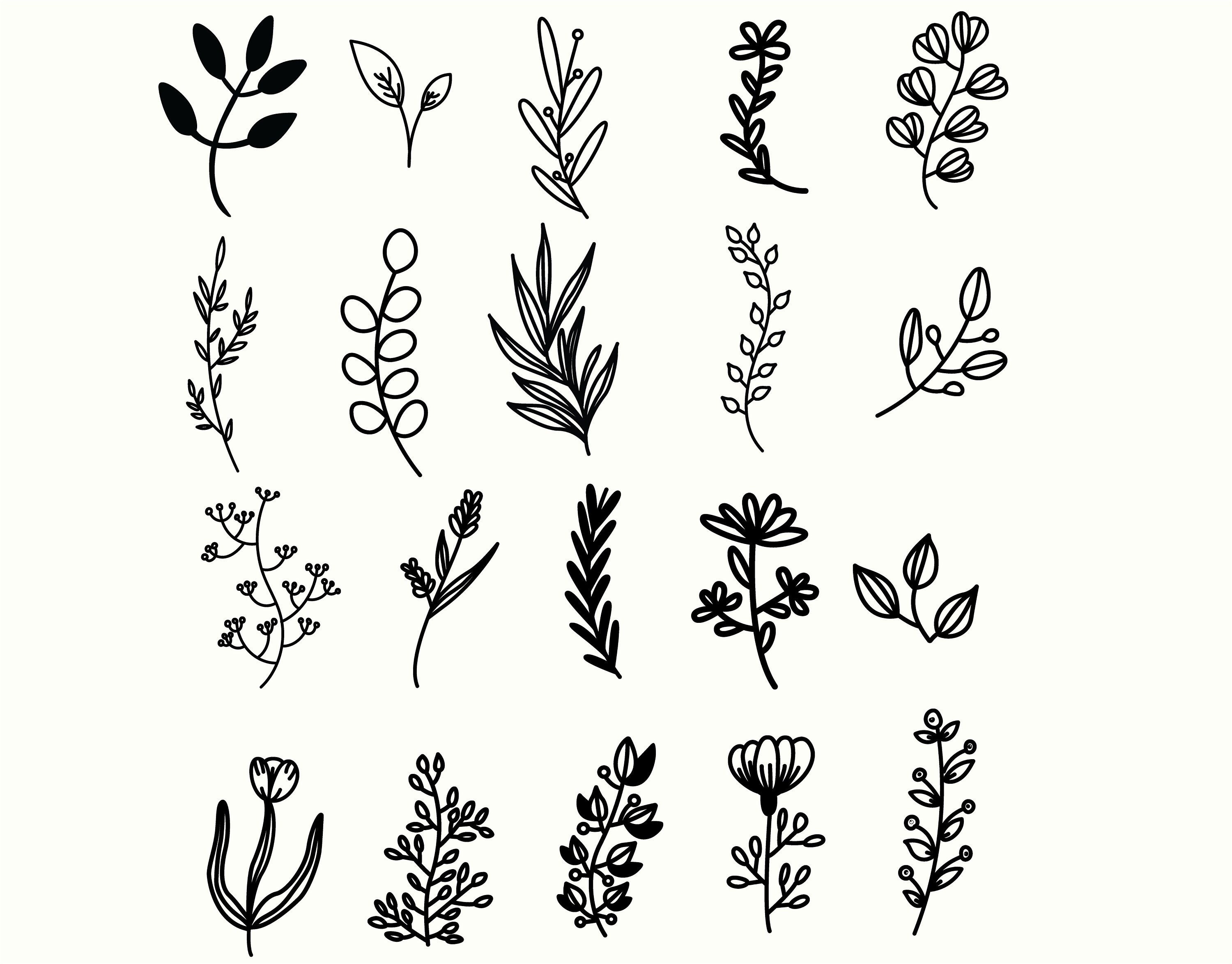 Floral Botanicals & Sprigs SVG Bundle Floral SVG Leafy SVG - Etsy