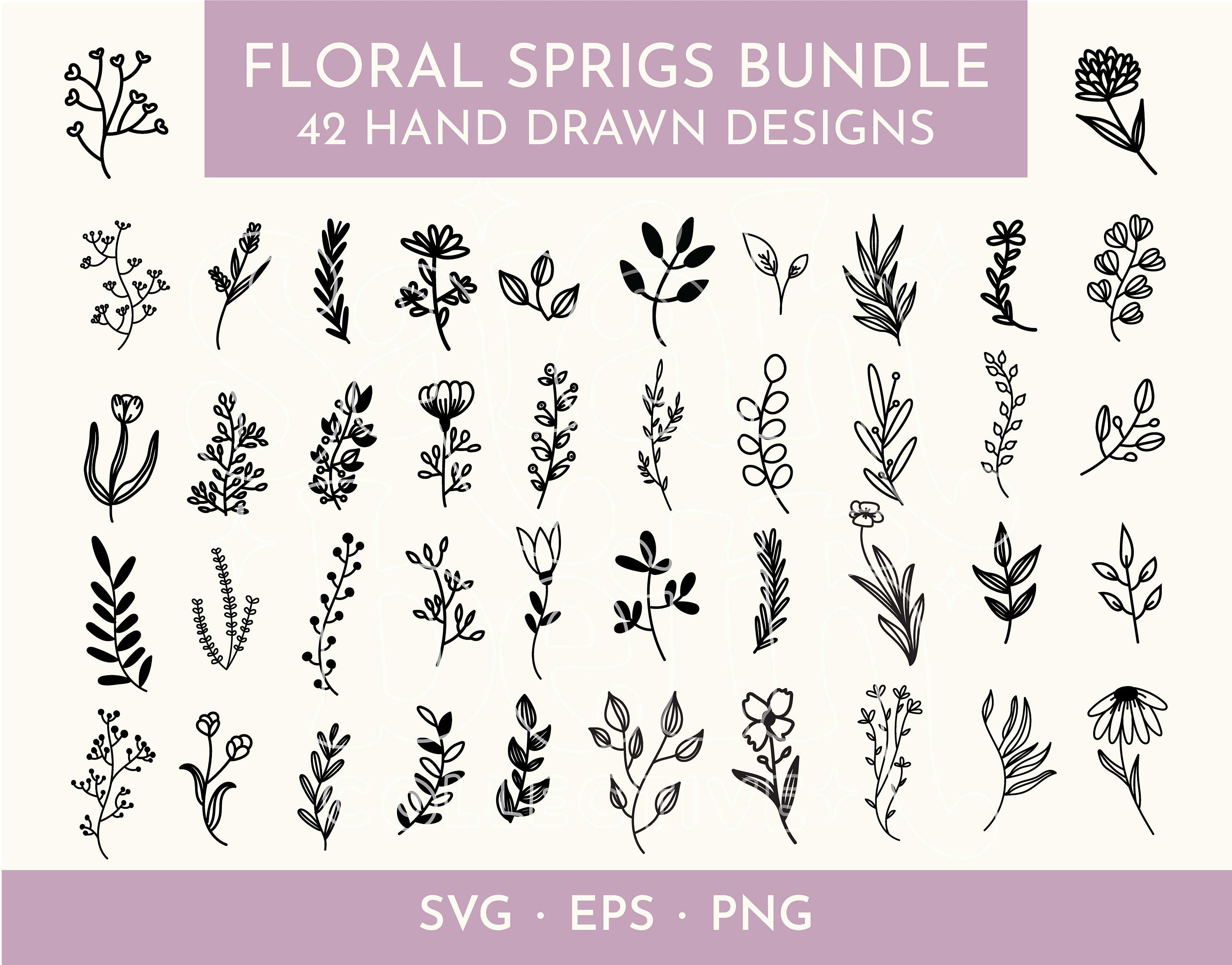 Floral Botanicals & Sprigs SVG Bundle Floral SVG Leafy SVG for Cricut ...