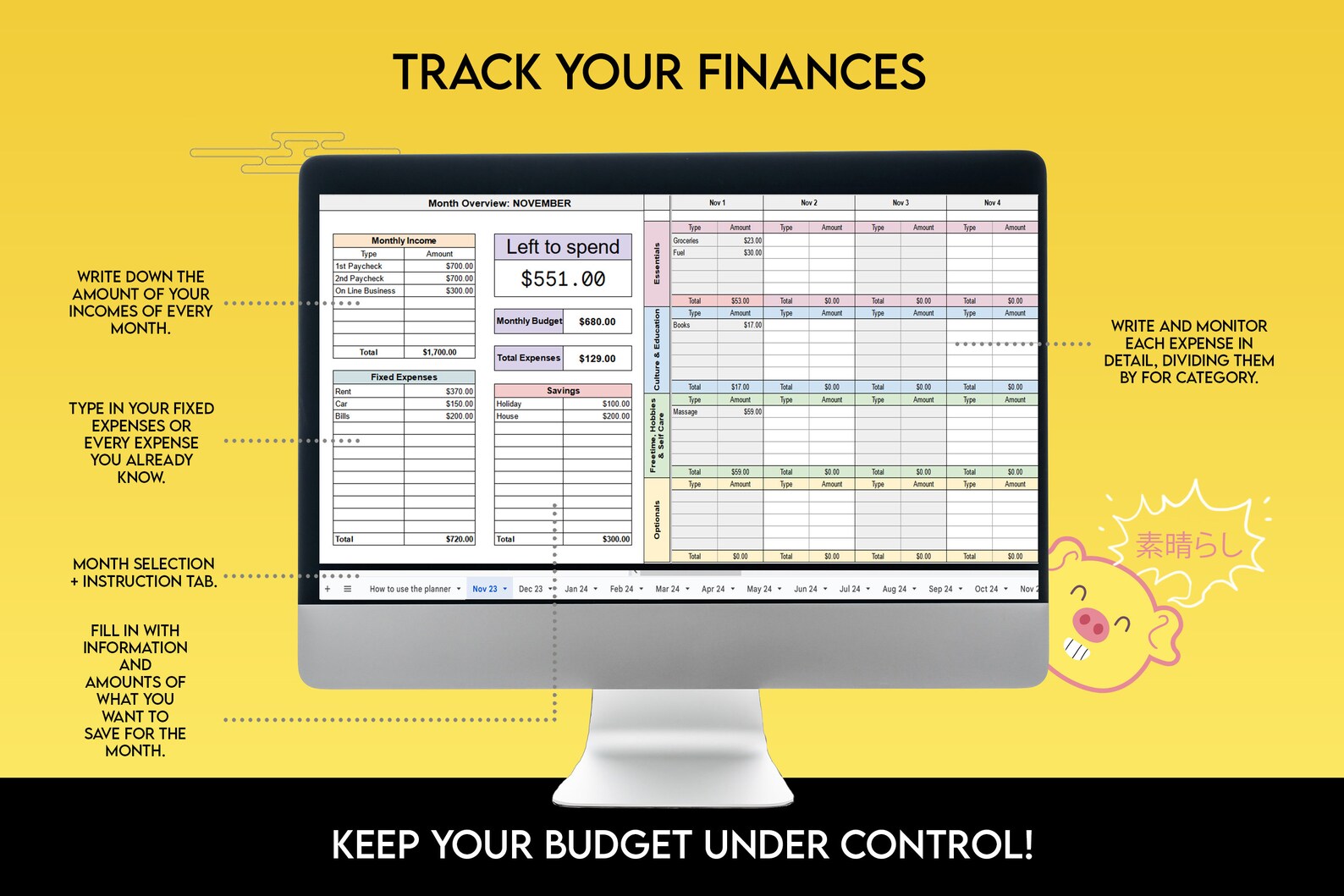 2 Free Months Kakebo/kakebo/budget Tracker/budget Planner/spreadsheet ...