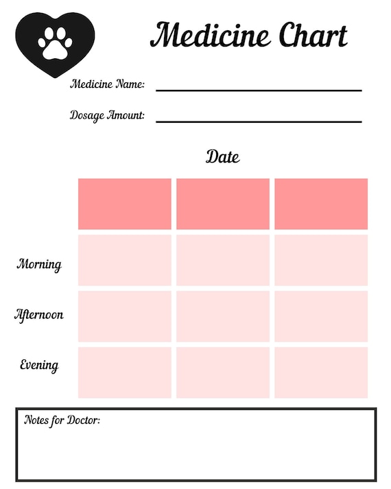 Printable Pet Medicine Chart - Etsy
