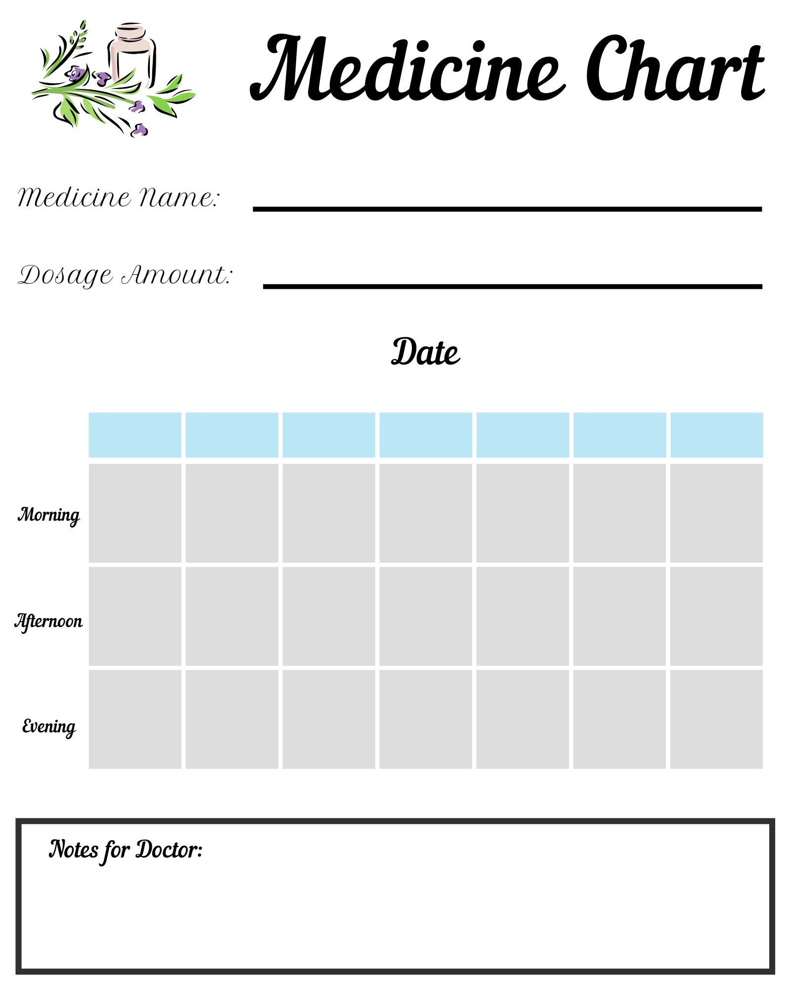 Digital Download: Printable Medicine Chart - Etsy