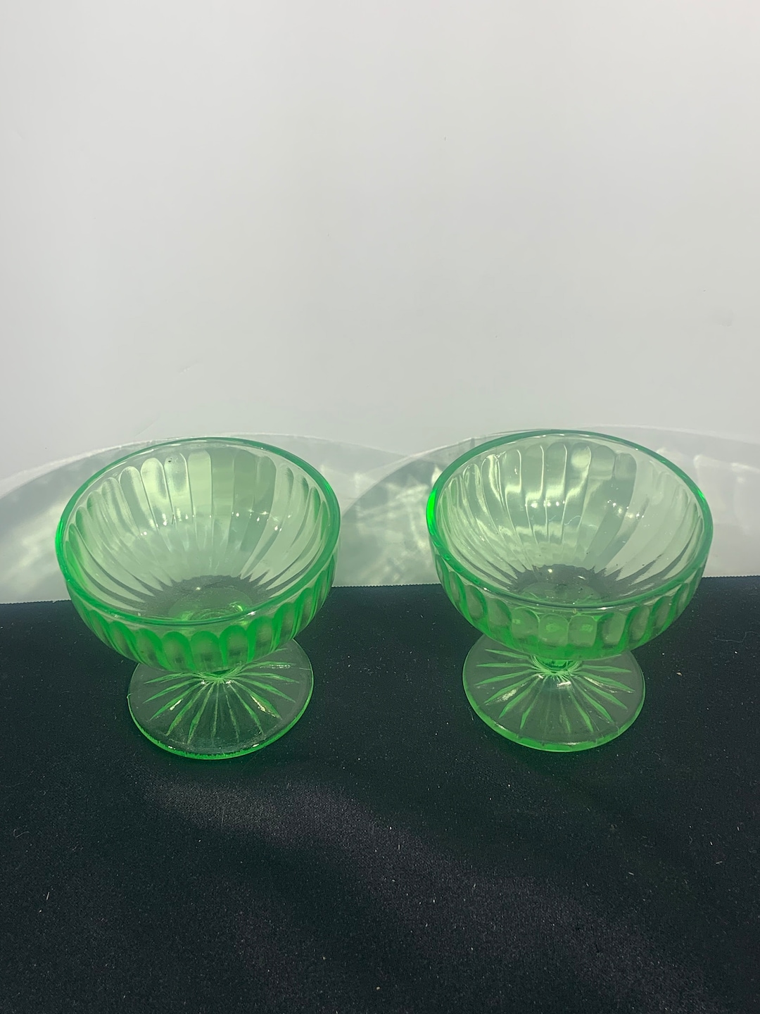 Uranium Glass Set of Two - Etsy