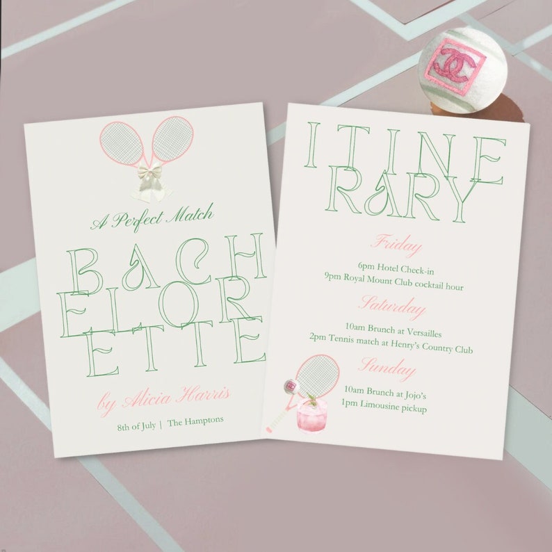 Country Club Bachelorette Party Invitation & Itinerary | Perfect Match ...