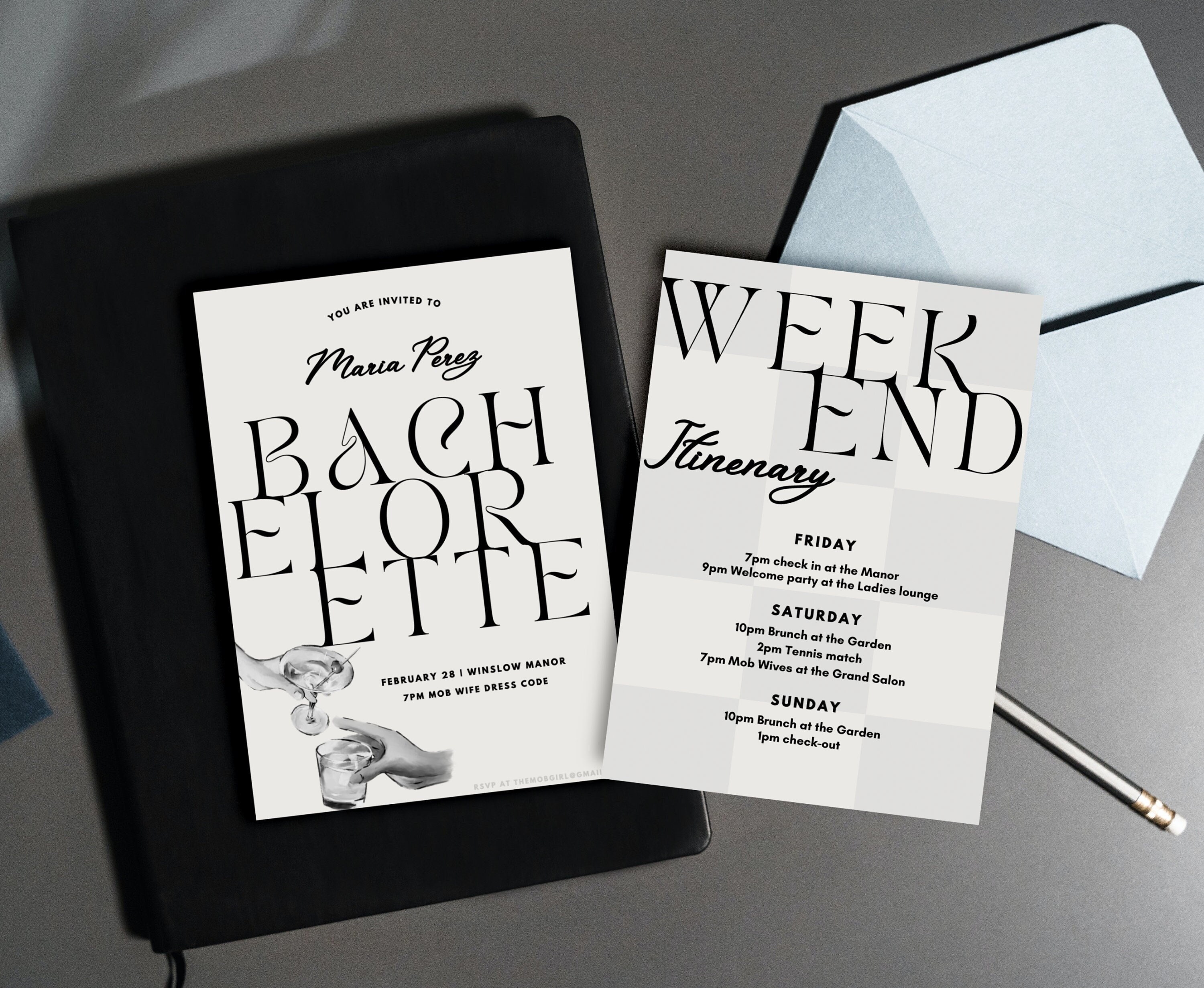 Mob Wife Party Invitation and Itinerary Template Mob Wife Bachelorette ...