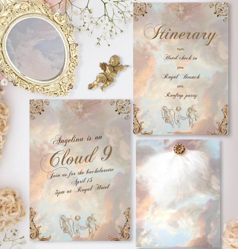 Cloud 9 Invite and Itinerary Template Bride is on Cloud 9 Bachelorette ...